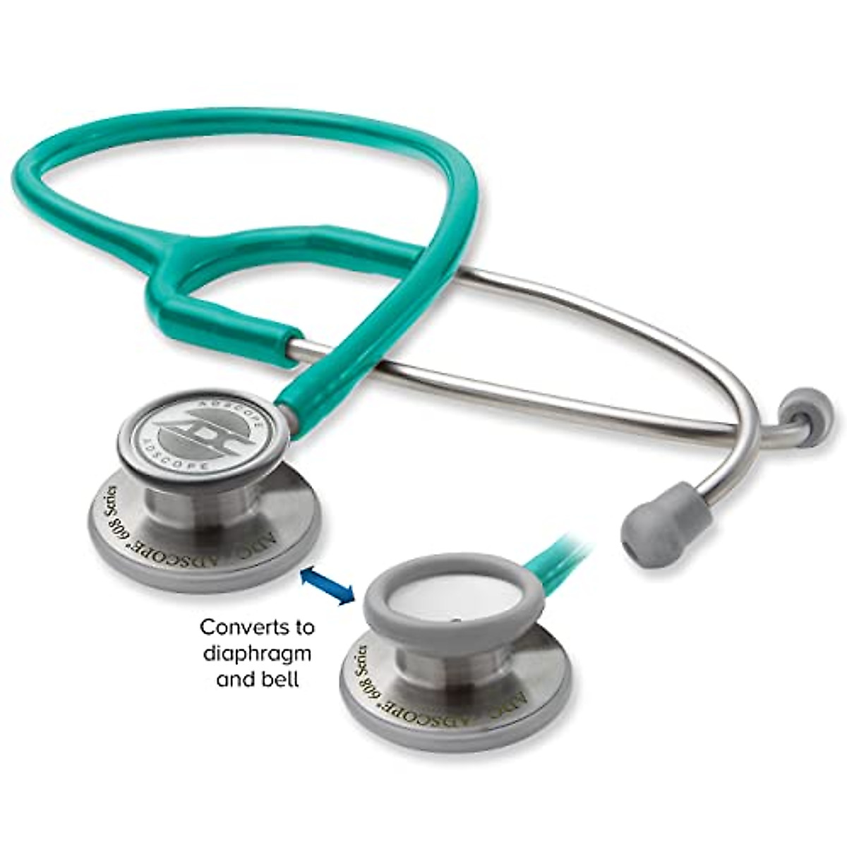 ADC - 608TQ Adscope 608 Premium Convertible Clinician Stethoscope with Tunable AFD Technology, For Adult and Pediatric Patients,, Turquoise