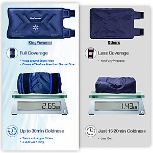 XXL Ice Pack Wrap Around Knee After Surgery, Reusable Gel Large Ice Pack for Injuries, Pain Relief, Swelling, Sports Injuries, 1 Pack Blue