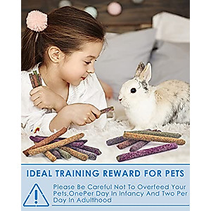 Bissap 36PCS Bunny Chew Sticks, Mixed Natural Timothy Hay Carrot Purple Potato Flowers Rabbit Treats for Bunny Chinchilla Guinea Pig Hamster and Other Small Animals Molar Snack Toy