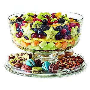 Royalty Art European Cake Stand with Dome (6-in-1 Design) Multifunctional Serving Platter for Kitchens, Dining Rooms, Pedes Glass Durabilitytal or Cover Use, Elegant Product Name