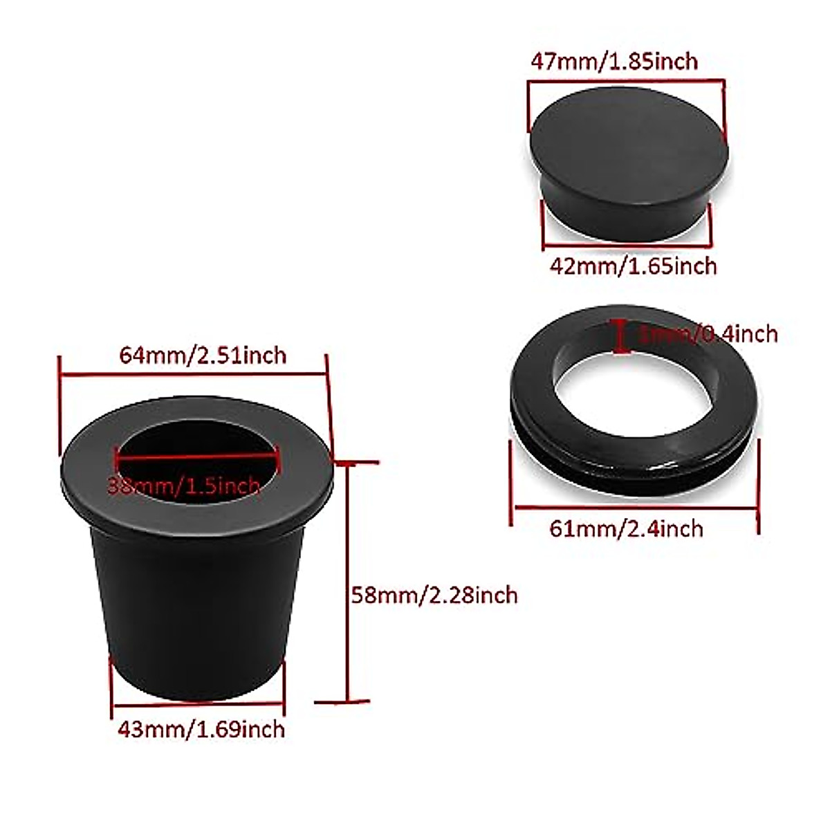 QRWT Silicone Patio Table Umbrella Cone Wedge Umbrella Hole Ring Plug and Cap Set for 2 to 2.5 Inch Yard Garden Patio Table Hole and 1.5 Inch Umbrella Pole Adapter Accessories