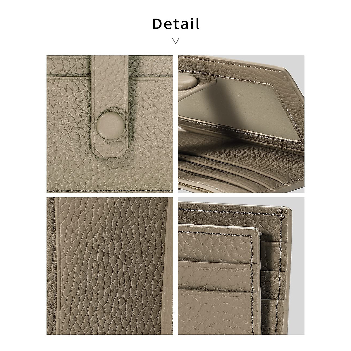 Small Wallets for Women Leather Credit Card Holder Pocket Purse (Khaki)