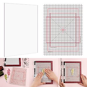 Briartw 6.5x8.5 Grip Mat with Printed Guides,Multi-Use Non-Slip Sticky Mats Fit in original-size Stamp Positioning Tool,Photopolymer Mat for Centering & Aligning Tape-free Stenciling Ink Blending