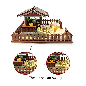 ZHX Farm Animals Hen House Chicken Coop Building Blocks Toys for Kids MOC Bricks Parts Fences Around Compatible with Classic Building Bricks Gifts for 6 7 8 9 10 and Up Year Old Girl Boy
