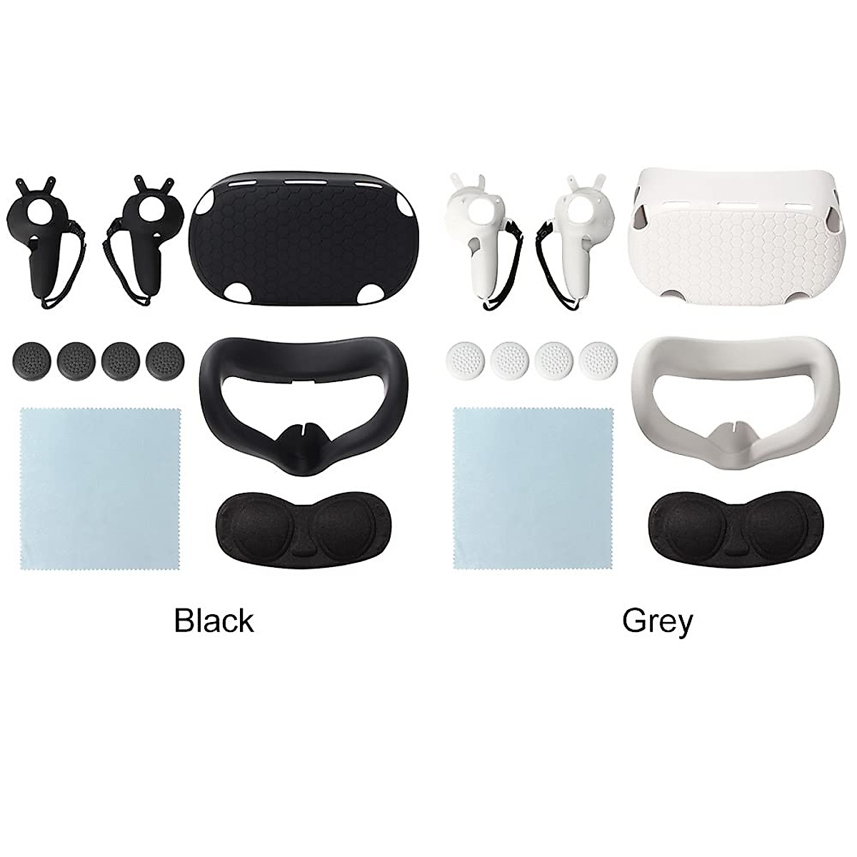 BWWNBY Soft Silicone Game VR Accessories Facial Pad Protective Cover Set VR Headset Cover Fit for Oculus Quest 2(Grey)