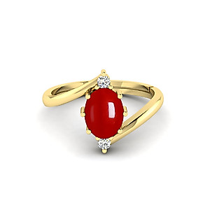 SirDaksh 5.00 Carat Natural Red Moonga Coral Ring For Women And Men