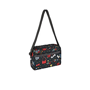 LeSportsac Keepsake Memory Daniella Crossbody Bag, Style 2434/Color E465, Whimsical Colorful Design: Handbags, Hearts, Flowers & Jewels, Celebrate 1974 Iconic Debut