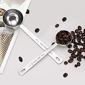 VITKSTAR 2 PACK Stainless Steel Coffee Scoop Measuring Tablespoon and Scooper with Long Handles(15ml&30ml)