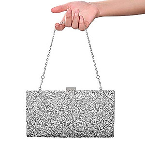 ELABEST Glitter Evening Clutch Bag Rhinestone Handbag Crossbody Purse Wedding Party Bag for Women and Girls (Single-sided silver crystal)