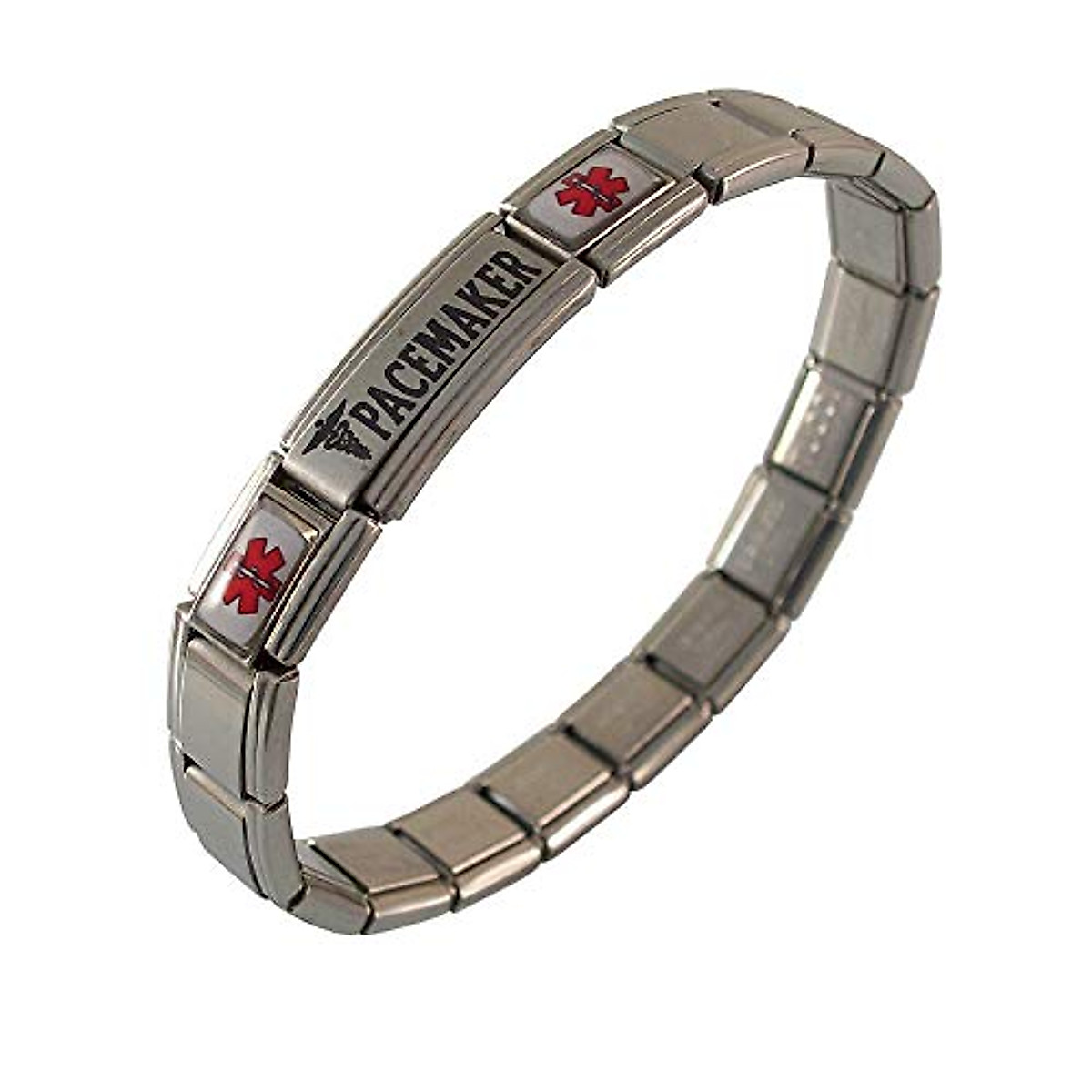 Gadow Jewelry Pacemaker Medical Bracelet Italian Charm Style Stretchy no Clasp Stainless Steel Any Size Awareness
