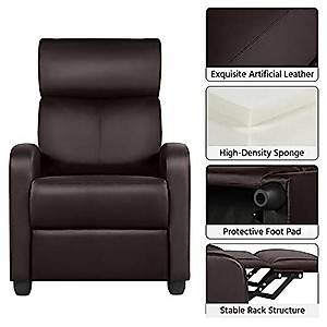 Yaheetech Padded Seat Recliner Chair Set of 2 Single Sofa Recliner Home Theater Seating PU Leather Upholstered Reclining Chair Brown