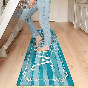 KOZYFLY Laundry Room Rug Runner 20"x60" Non Slip Laundry Rug Kitchen Rugs Washable Laundry Room Mat Waterproof Mudroom Floor Carpet Runner Bathroom Laundry Room Decor Farmhouse Rugs, 2x5, Teal