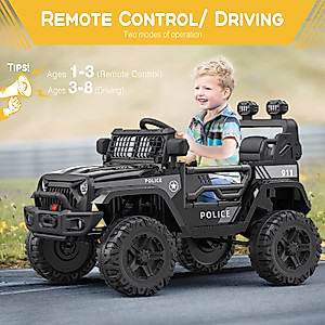 Ride on Truck Car 12V Kids Electric Vehicles with Remote Control Spring Suspension, LED Lights, Bluetooth, 2 Speeds