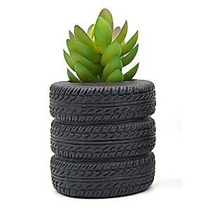 MONMOB Tire Shaped Planter Pencil Holder Pen Holder for Desk Home Office Accessories Organizer Succulent Cactus Planter Pot (Pack of 2)