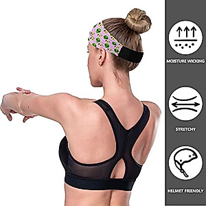 Unisex Workout Headbands Funny-Aliens-Avocados-Pink Elastic Yoga Sweatband Stretchy Sports Hairband