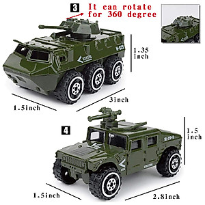 23 Pack Die-cast Military Vehicles Sets,6 Pack Assorted Alloy Metal Army Models Car Toys,16 Pack Soldier Army Men,1 Playmat,Mini Army Toy Tank,Panzer,Anti-Air Vehicle,Helicopter Playset for Kids Boys