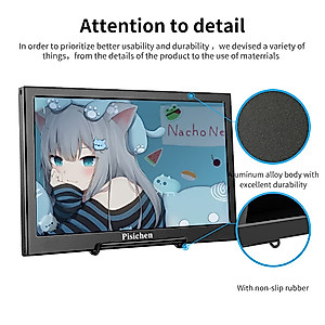 Pisichen Portable Monitor 17.3 inch External Monitor HD 1600x900 Screen, 5ms, 60Hz, USB & HDMI Ports, Gaming Monitor Compatible for PC PS3 PS4 Laptop Ras Pi