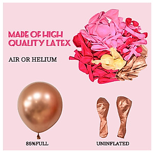 Pink Balloon Garland Arch Kit, 142pcs Hot Pink Rose Gold Balloons with Confetti Balloons for Mother's Day Decoration Girl's Birthday Bridal Baby Shower Princess Theme Party Background Decorations