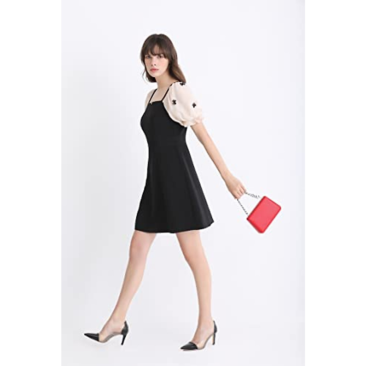 M10M15 Handbag Women PU Leather Clutch Purse Crossbody Shoulder Bag with Metal Chain Adjustable Strap