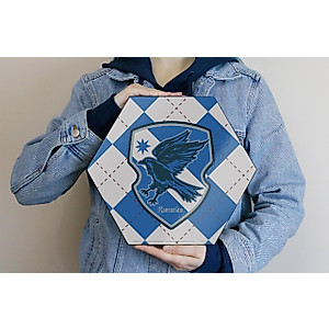 Harry Potter – Ravenclaw – Hogwarts House Crest – Argyle Plaid - 11.5” X 10” Hexagon Shaped KNEXAGON Wood Print – Hang Alone or Connect to Other Pieces – Officially Licensed Merchandise
