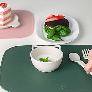 (Set of 2) Pastel Color Silicone Placemat for Dining, Tabletop, Kitchen Table | Dishwasher Safe, Oven Safe up to 482 F | Made in Korea (Red)