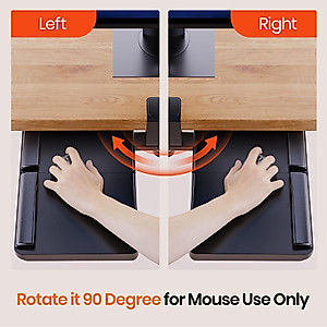 Rotating Keyboard Tray Under Desk - Klearlook PU Leather Keyboard Drawer Adjustable C Clamp,Ergonomic Mouse Keyboard Platform Extender,No Drilling,Easy Install Keyboard Stand,23.62"x 9.84"Inch-Black