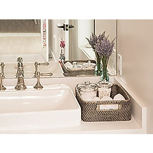 Kouboo 1060122 Laguna Rattan Shelf & Organizing Basket, Gray-Brown