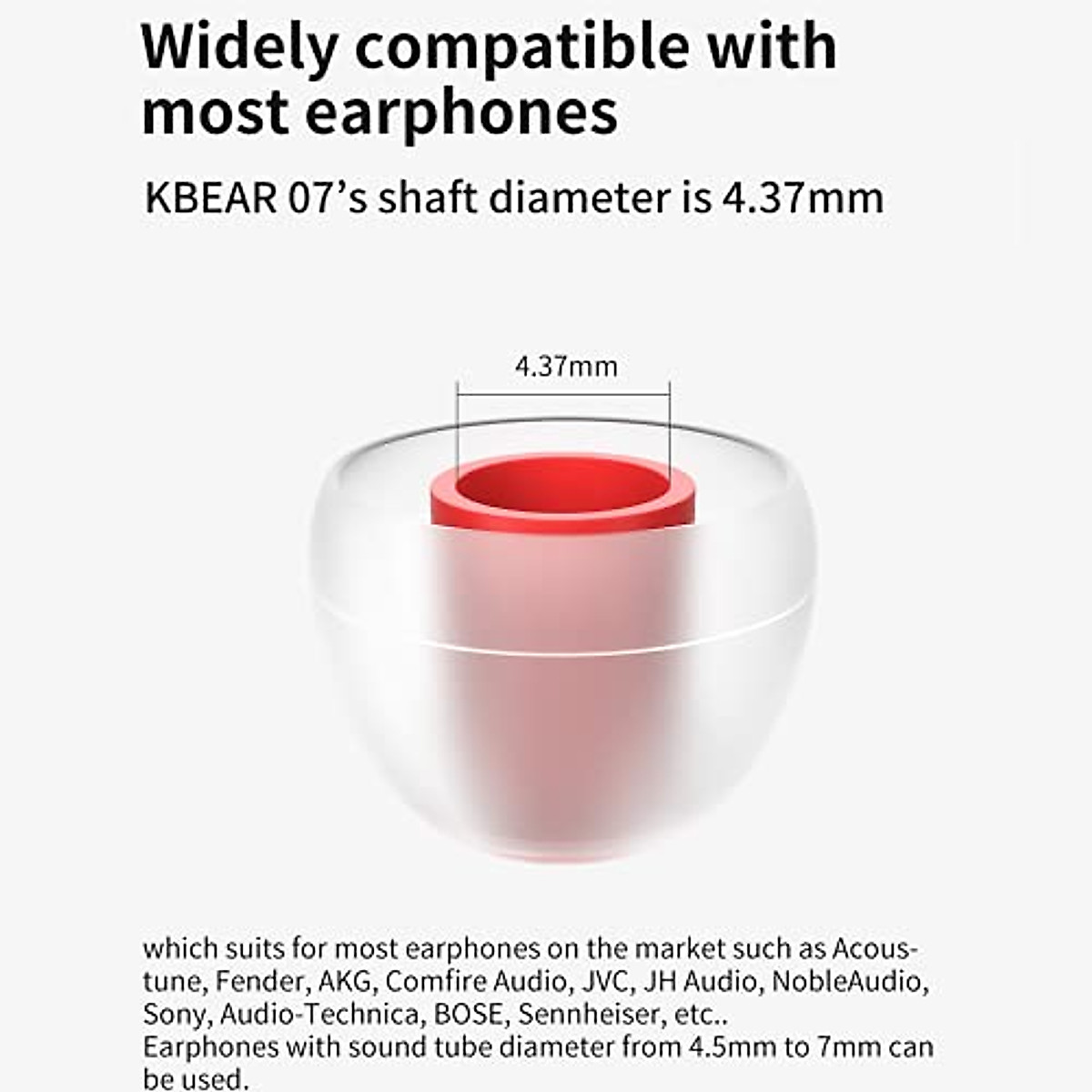 10 PCS/5 Pairs Earbud Tips Yinyoo KBEAR 07 Replacement Silicone Ear Buds Tips Earbuds Rubber Tips for 4.5mm -.7mm Inner Nozzle in Ear Earphones Headphones(10PCS/5 Pair/5 Color/5 Size,S/M/L/M-/M+)