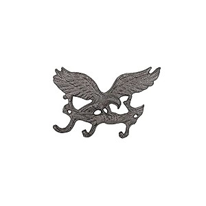 Handcrafted Nautical Decor Cast Iron Flying Eagle Landing on a Tree Branch Decorative Metal Wall Hooks 7.5