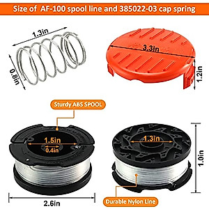 AF 100 Trimmer Line Replacement AF-100 Compatible with Black and Decker, with 385022-03 Trimmer Line Cap and Spring (12 Spool+3 Cover)