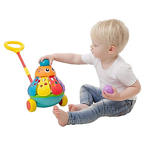 Playgro Baby Toy Push Along Ball Popping Octopus 4086374 for Baby Infant Toddler Children is Encouraging Imagination with STEM/STEAM for a Bright Future - Great Start for A World of Learning