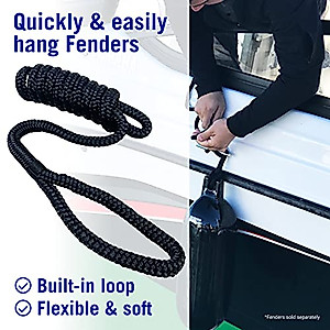 Boat Fender Lines for Boat Bumper Fender Boat Lines Hangers Bag Buoy Marine Rope for Boats or Dock Line Jet Ski Mooring or Small Boating Docking Double Braided Nylon 6 Feet 3/8 inch with Loop 2 Pack