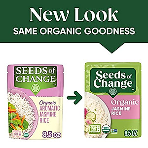 SEEDS OF CHANGE Organic Aromatic Jasmine Rice, Microwaveable Ready to Heat. 8.5 Ounces (Pack of 12)