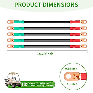 10L0L Golf Cart Battery Cables 4 Gauge for Club Car DS 1995-2022 (48 Volt) Also for Yamaha G2 G8 G9 (36 Volt) Golf Cart Batteries Cables with 5PCS 14.17" Heavy-Duty AC/DC Cables