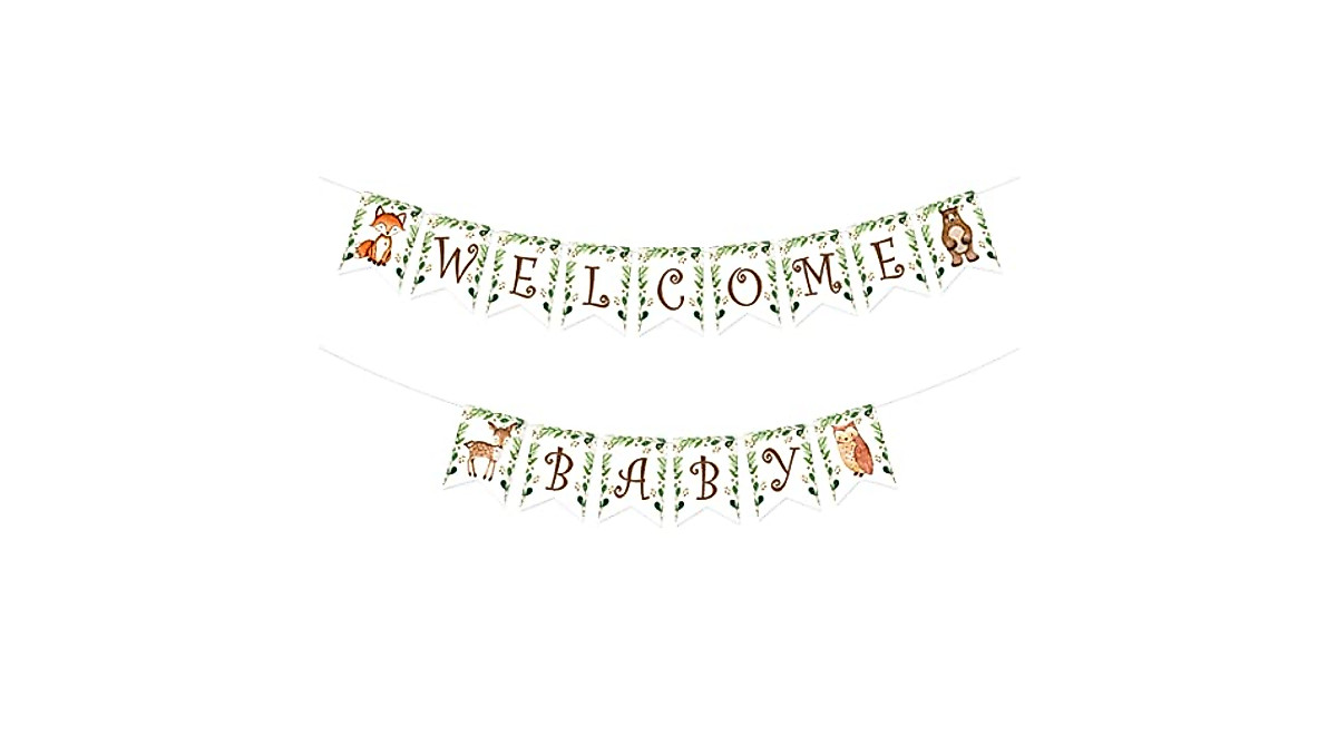 Woodland Jungle Theme Welcome Baby Shower Banner