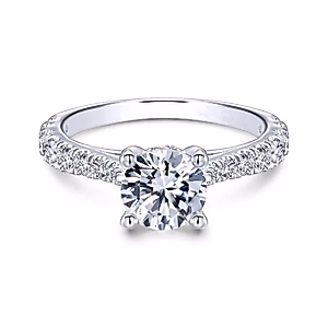 Aihpos 1-1/4 Carat(ctw) Engagement Rings for Women with Round Moissanite Wedding Rings Platinum Plated Silver 10K 14K 18K Gold with Text Engraving(925 Sterling Silver)