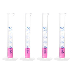 uxcell Plastic Graduated Cylinder, 10ml Measuring Cylinder, Science Test Tube Beakers, 2-Sided Metric Marking, Clear Hex Base for Lab Home 4Pcs