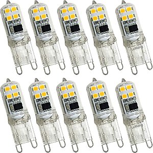 Lxcom Lighting 2W G9 LED Bulb Dimmable Led Corn Light Bulbs(10 Pack)- Led Chandelier Light Bulb Warm White 3000K 20W Halogen Bulb G9 Base Lighting for Chandelier Landscape Lighting,AC110V