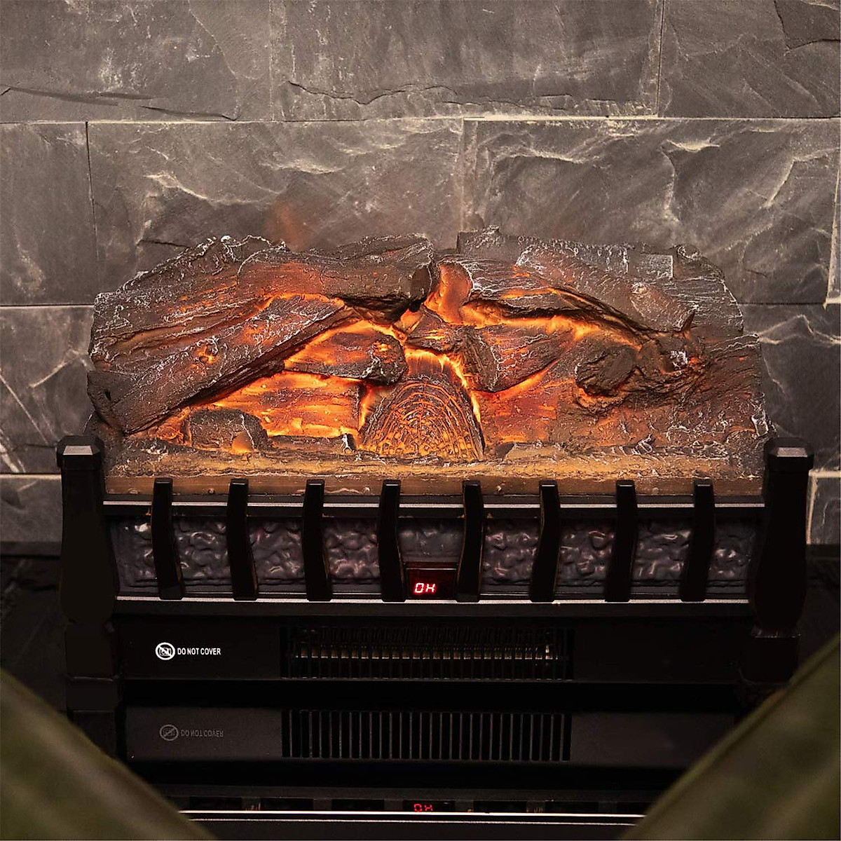 Regal Flame 20 Inch Electric Fireplace Log Realistic Ember Bed Insert with Heater in Oak