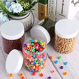 Patelai 4 Pieces Round Clear Wide-mouth Leak Proof Plastic Container Jars with Lids for Travel Storage Makeup Beauty Products Face Creams Oils Salves Ointments DIY Making or Others (White,10 Ounce)