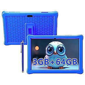 RUIQIAI Kids Tablet 10 inch with Case, Android 11 Tablet for Kids, 3GB+64GB, IPS Touch Screen, Parental Control, Dual Cameras, Wi-Fi,BT（Tablet with Pen）