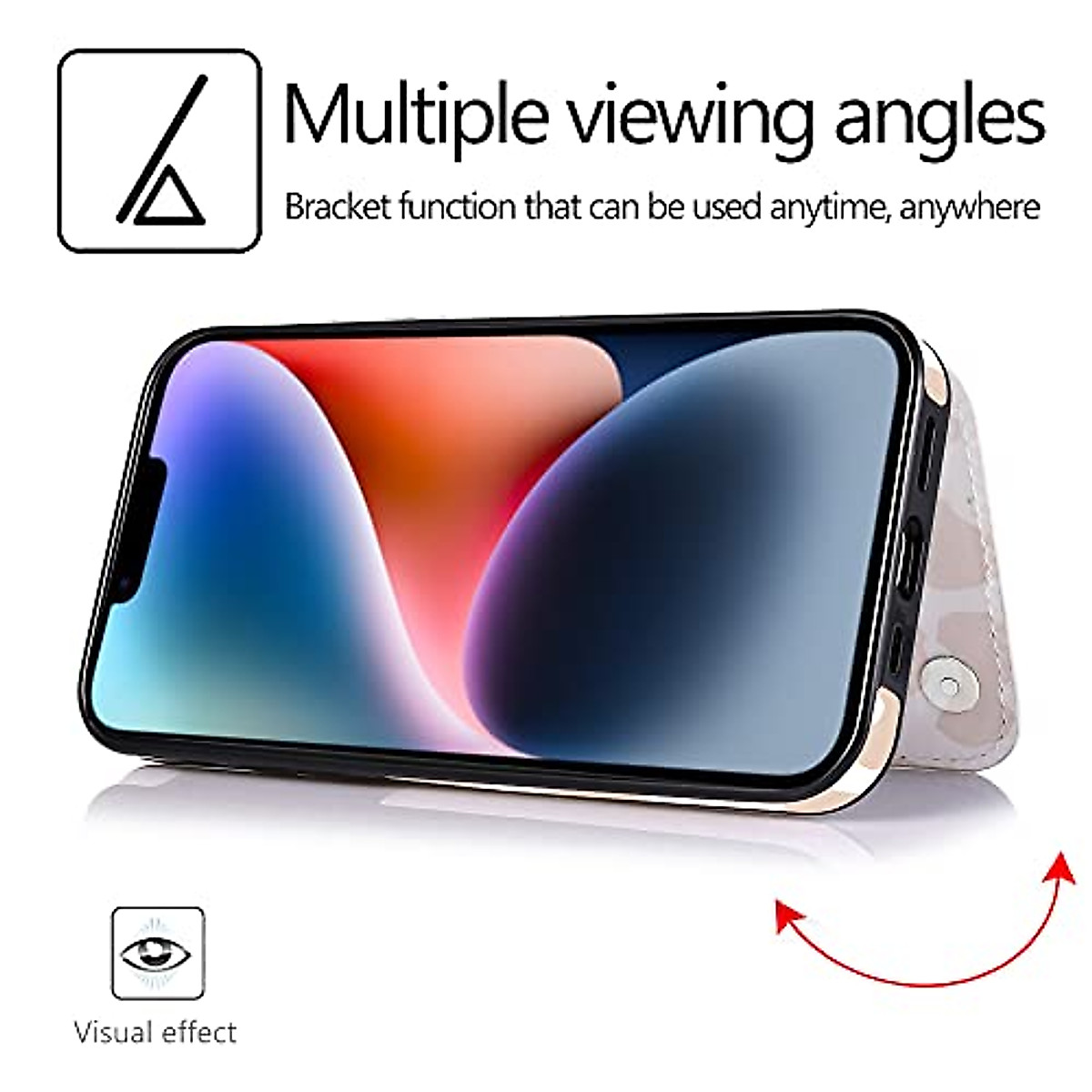 Obbii Compatible with iPhone 14 &iPhone 13 6.1 inch Wallet Case with Card Holder, Pink Cow Print Flip Folio PU Leather Kickstand Card Slots Case for Women Girls, Double Magnetic Clasp Shockproof