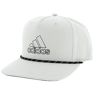 adidas Men's Performance Rope 5 Panel High Crown Stuctured Snapback Adjustable Fit Hat, White/Black, One Size