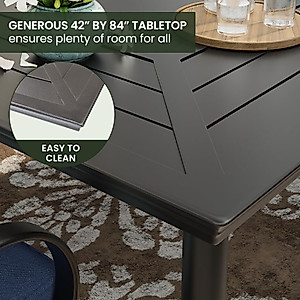 Hanover Montclair 9-Piece Outdoor Dining Set, 8 Swivel Rocker Chairs with Comfortable Seat and Lumbar Cushions, 84"x42" Stamped Rectangle Table, All-Weather Patio Dining Set for 8 for Backyard, Patio