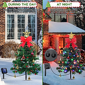 80LED Solar Christmas Tree Lights Outdoor Decorations, 2PCS Waterproof Lights Yard Decorative Xmas Tree Solar Christmas Yard Stake Outdoor Christmas Pathway Lights for Christmas Pathway Yard (Green)