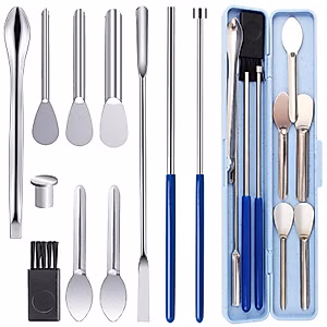 11 Piece Capsule Filling Machine Kit for Pill Filler - Micro lab Spoons Spatula Tool for Gel Capsules Empty Quickly Fill Tray with Herb Powder Tamper Tools All Sizes # 000 00 0 1 2 3 4 5