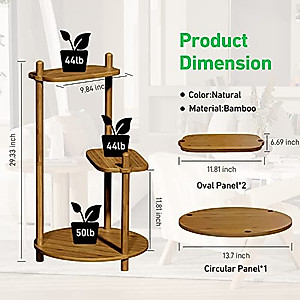 Enisudo Plant Stand Indoor Plant Stands Wood Outdoor Tiered Plant Shelf for Multiple Plants 3 Tiers 3 Potted Ladder Plant Holder Table Plant Pot Stand for Window Garden Balcony Living Room Gifts for Women