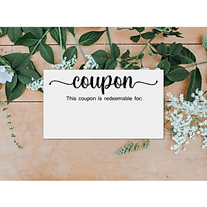 Coupon Cards, Gift Certificate , Present Voucher For Bridal Shower, Baby Shower, Family Reunion, Holiday Celebrations, Newlyweds Reception, Graduation, Birthday Events, Redeemable 50 Cards 3.5"x2". Made in USA