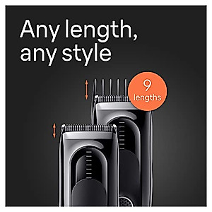 Braun Hair Clippers Series 5 5310, Hair Clippers for Men, Hair Clip from Home with 9 Length Settings, Incl. Memory SafetyLock Recall Setting, Ultra-Sharp Blades, 2 Combs,
