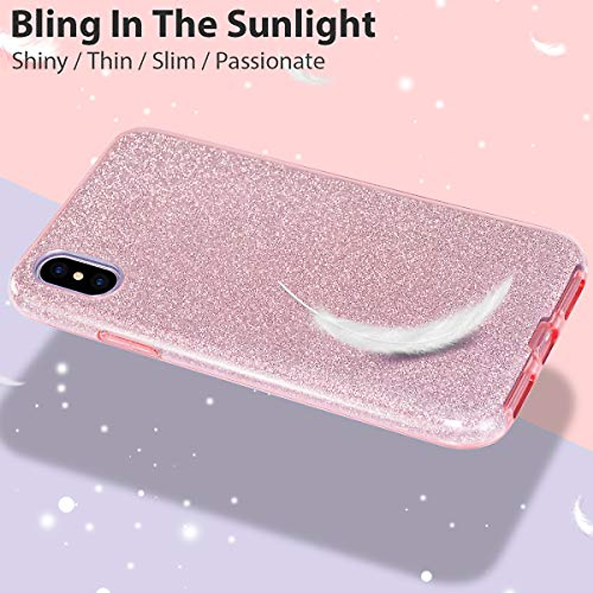 MATEPROX iPhone Xs Max case,Bling Sparkle Cute Girls Women Protective Case for iPhone Xs max 6.5"(Pink)